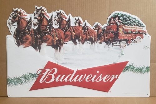 Budweiser Beer Holiday Tin Sign